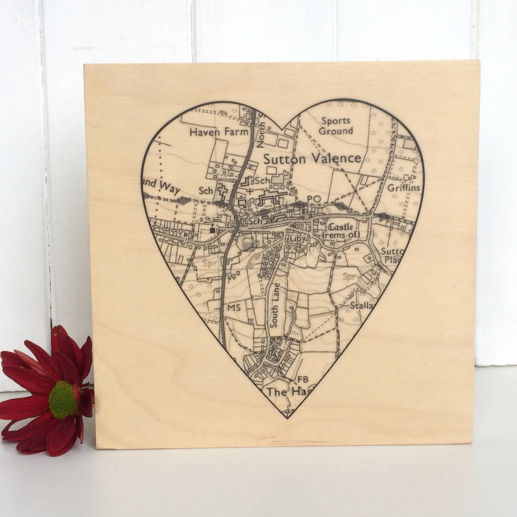 customised heart shaped map print by northern logic ...