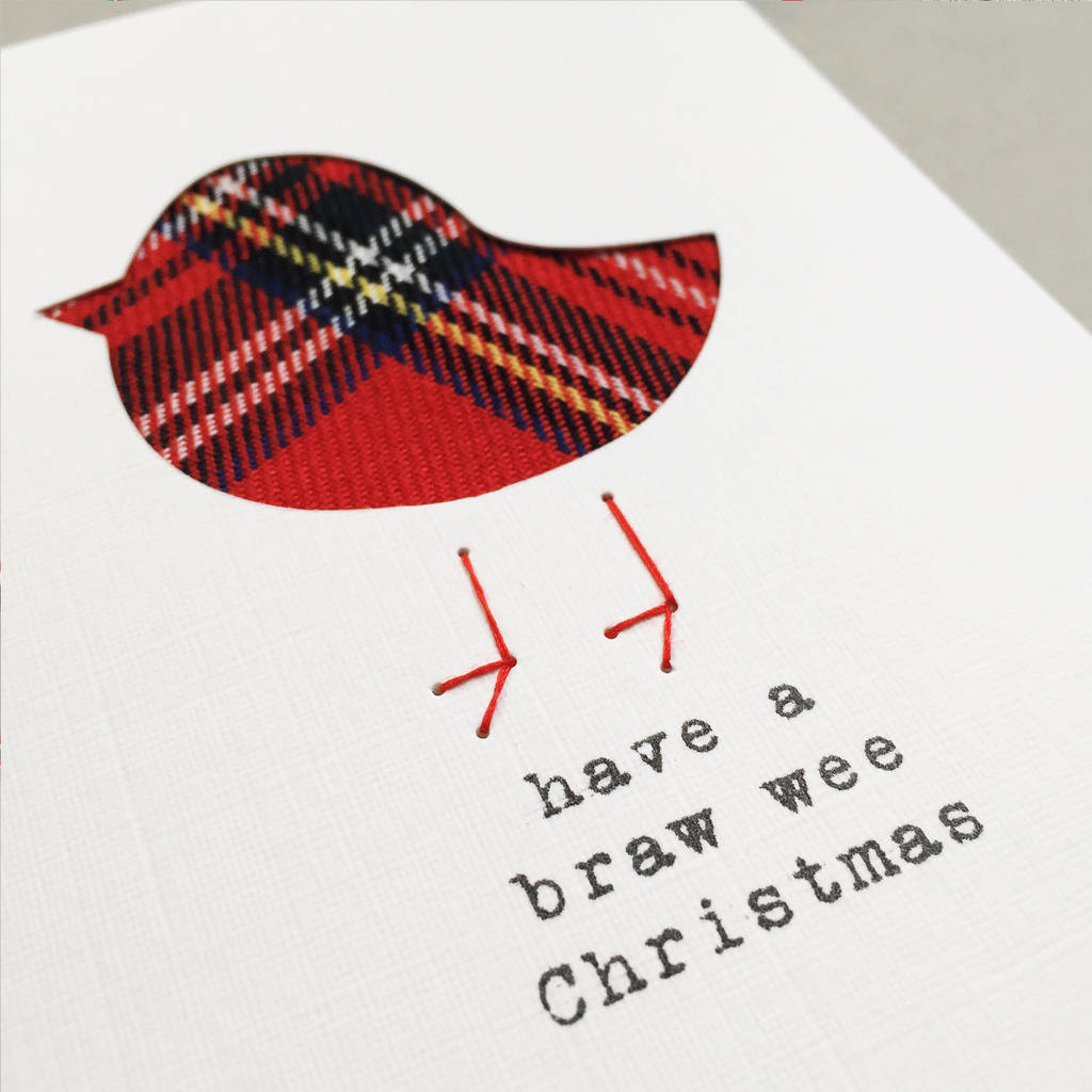 Cute Tartan Robin Scottish Christmas Card By Hiya Pal ...