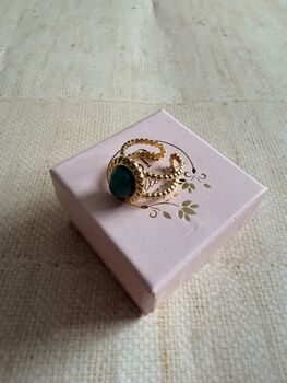 Gold Plated Green Double Band Ring By SRCOLLECTION