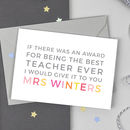 Personalised Best Teacher Card By Studio 9 Ltd | notonthehighstreet.com