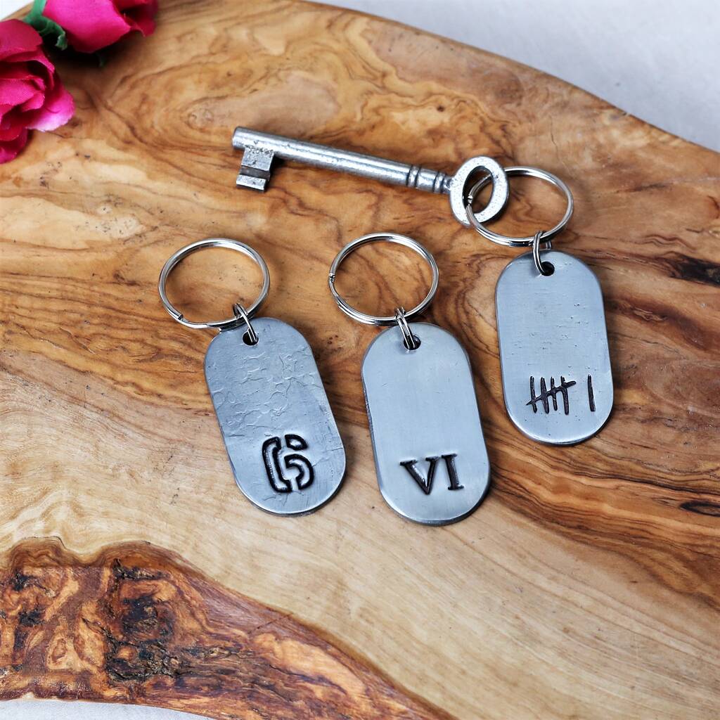 6th Anniversary Iron Dog Tag Key Ring By Coach House Forge