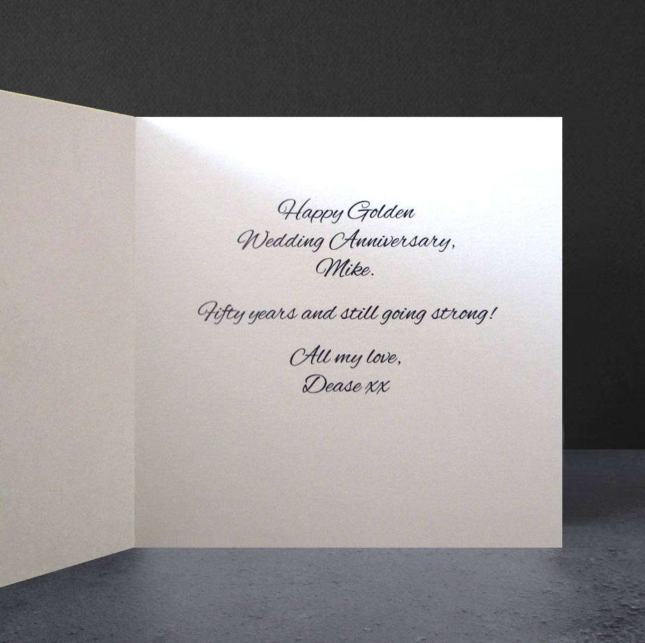 Personalised Golden 50th Wedding Anniversary Card By Mrs L Cards 