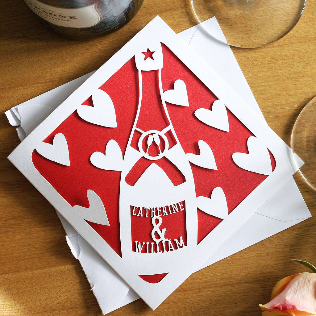 personalised champagne bottle card by whole in the middle ...