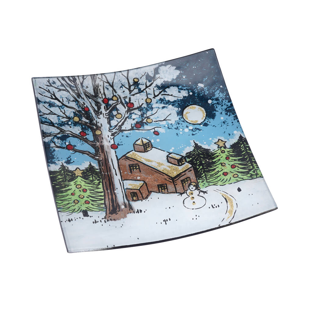 Winter Robin Small Glass Rectangular Dish By CGB Giftware ...