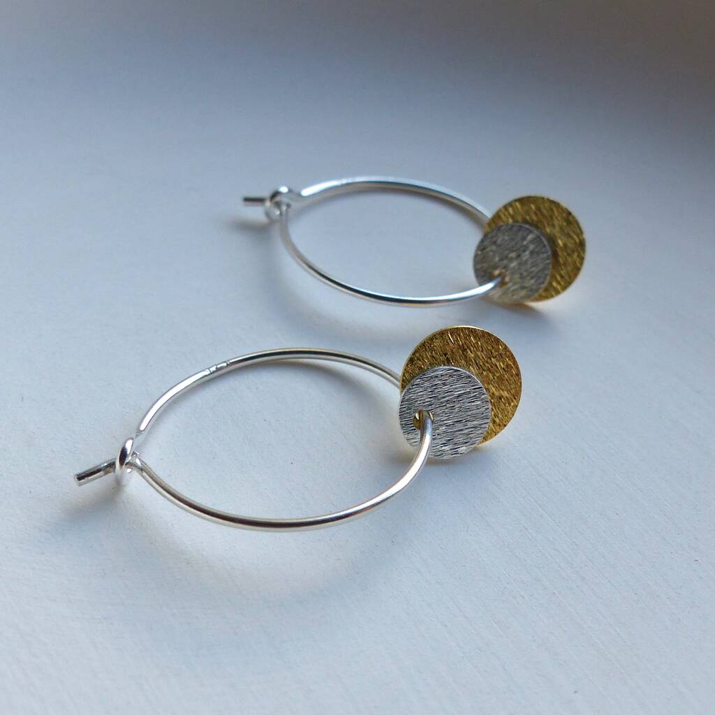 Gold Plated / Sterling Silver Double Disc Hoop Earrings By ...