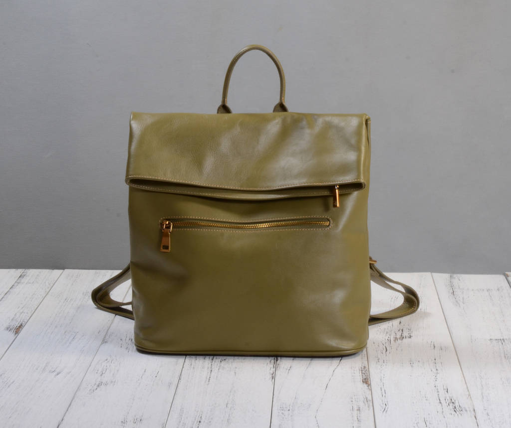 grain leather fold over backpack by eazo | notonthehighstreet.com