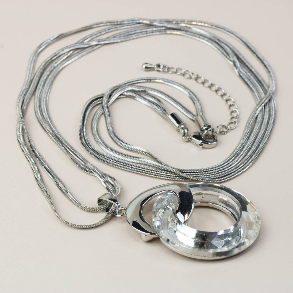Crystal Loop Pendant Necklace By GY Studios