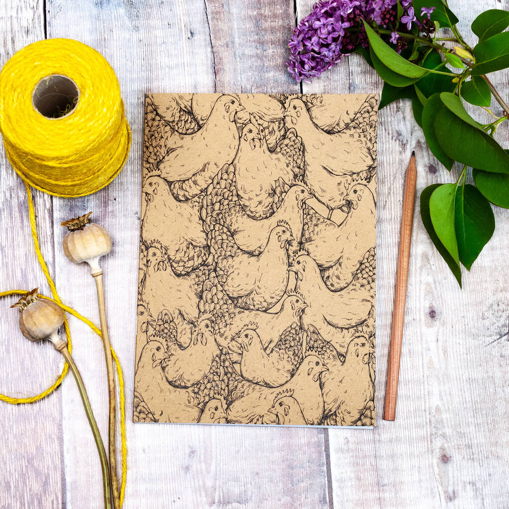 Chicken Flock A5 Eco Plain Notebook By Jessica Wilde