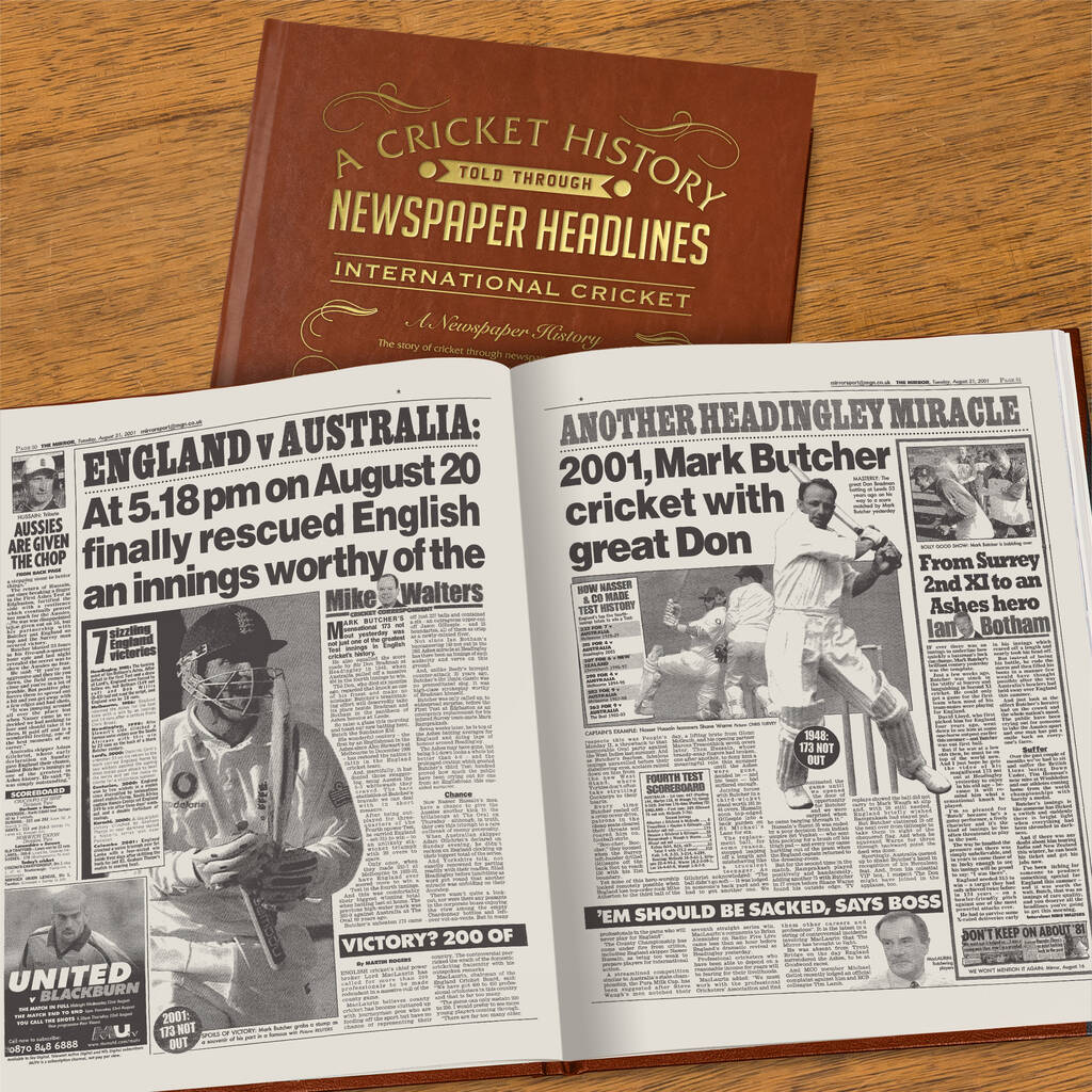 Cricket Personalised UK Sports Gift Newspaper Book By Historic ...