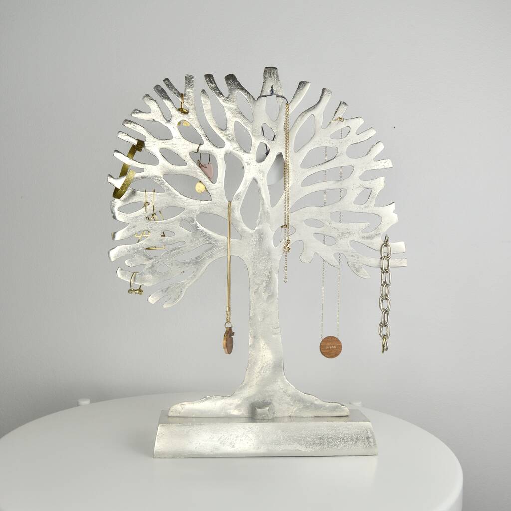 Personalised Silver On Silver Base Jewellery Tree By Not a Jewellery Box