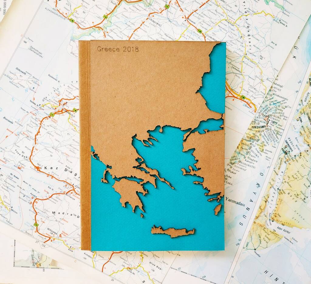 Handcrafted Greece Map Travel Notebook By FO Design / Norrska ...