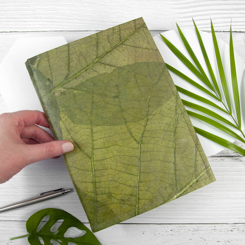 Vegan Teak Leaf Leather A5 Refillable Notebook By JUNGLEY ...