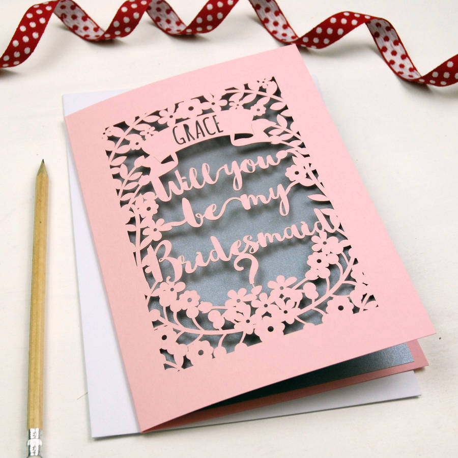 personalised papercut bridesmaid card by pogofandango ...
