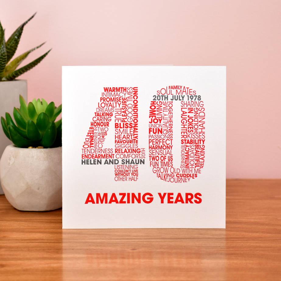 Personalised Ruby 40th Wedding Anniversary Card By Mrs L Cards 