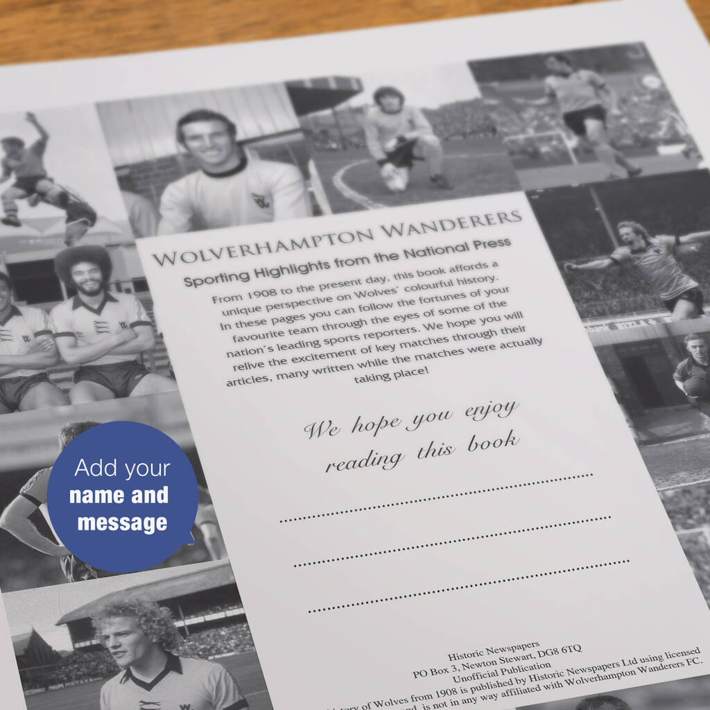 Wolves Personalised Football Gift Newspaper Book By Historic Newspapers ...