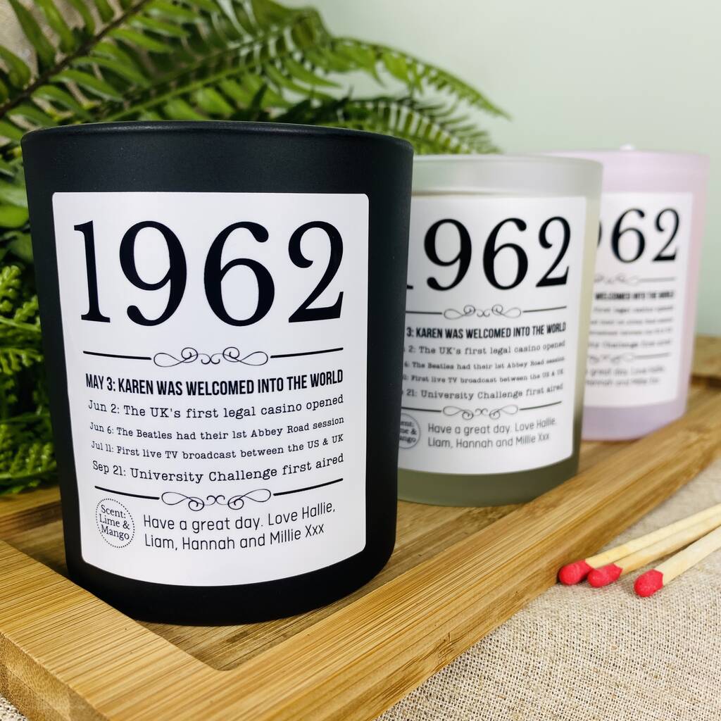 Personalised 60th Birthday Timeline Candle By The Fire Shack ...