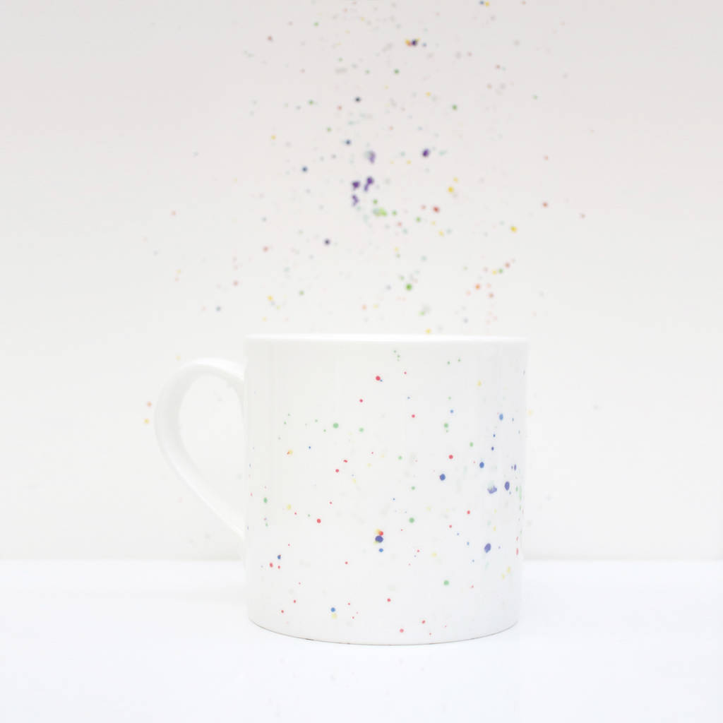 Multicoloured Paint Splatter Bone China Mug By Rolfe & Wills ...