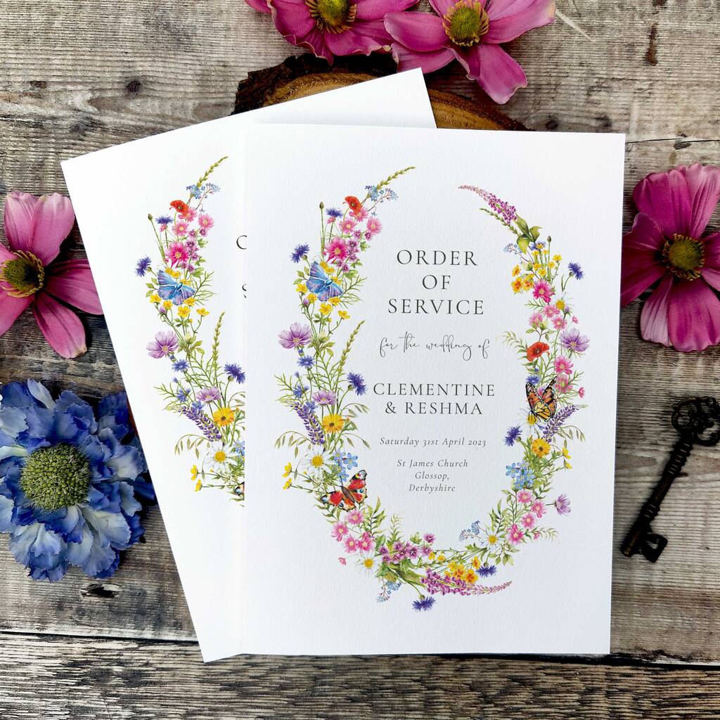 Wildflower Wedding Order Of Service Booklet By Paper Willow ...