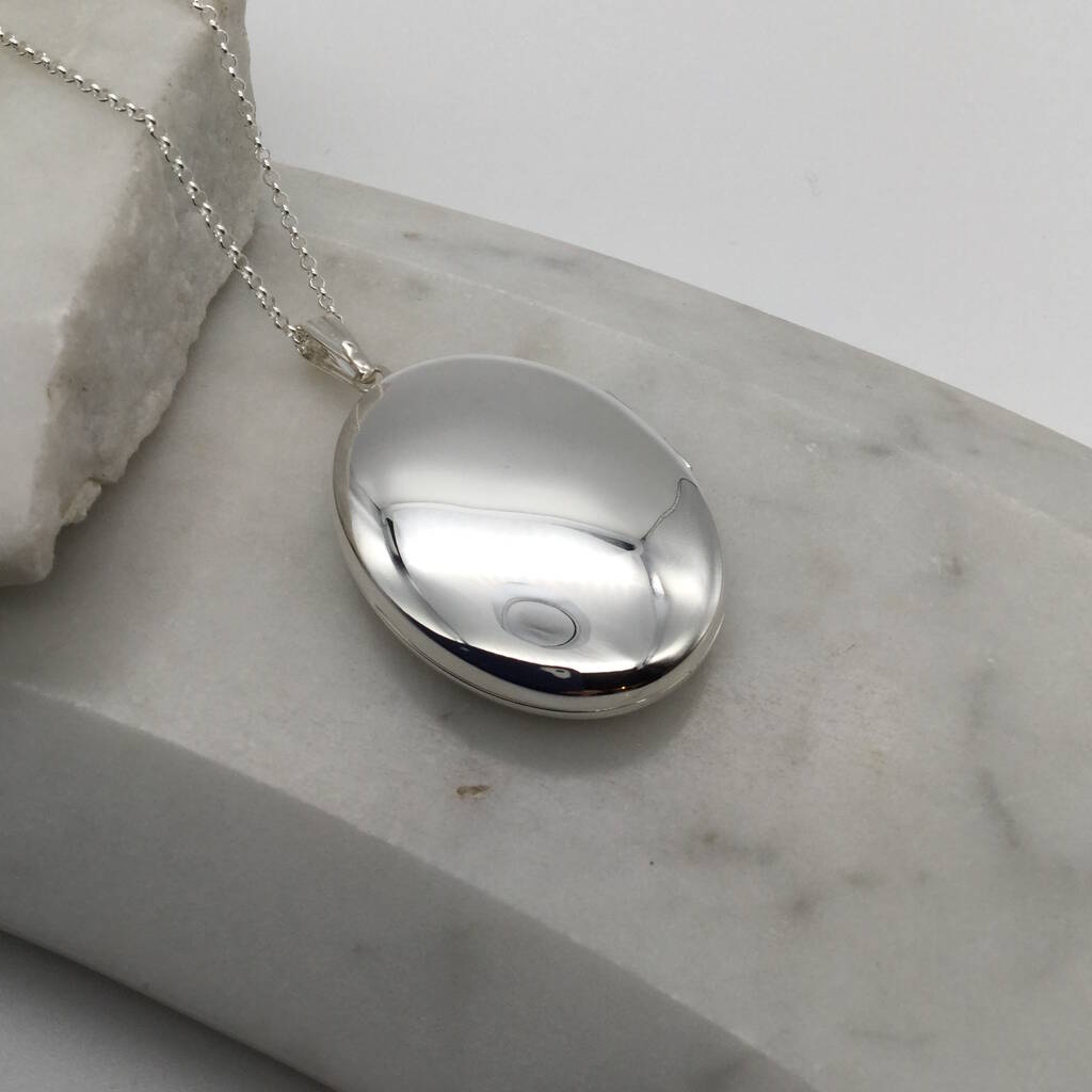 extra large engraved silver locket with birthstone by lime tree design ...