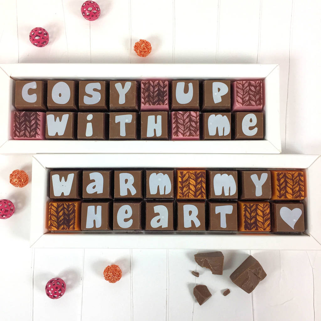 Cosy Up With Me Chocolate Messages Personalised Gift By Cocoapod ...
