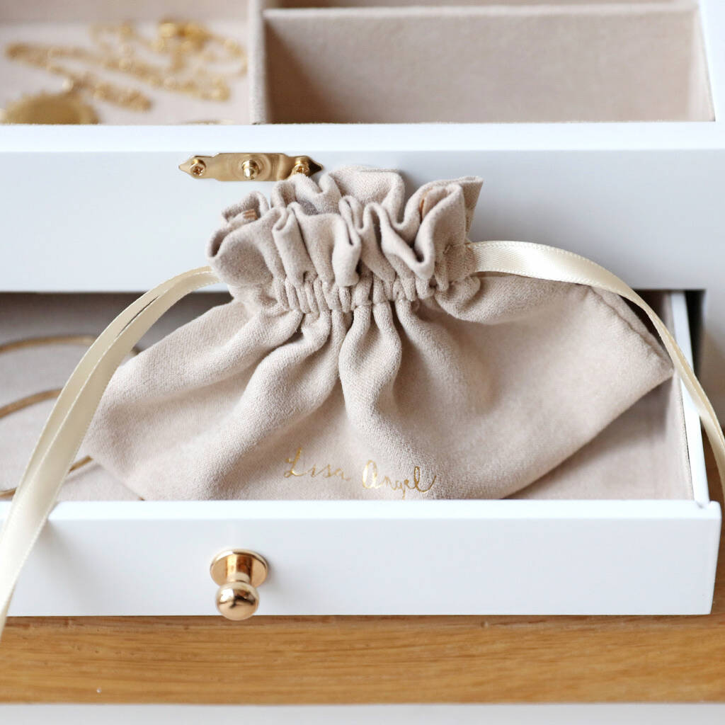 Personalised Flowers White Embroidered Jewellery Box By Lisa Angel