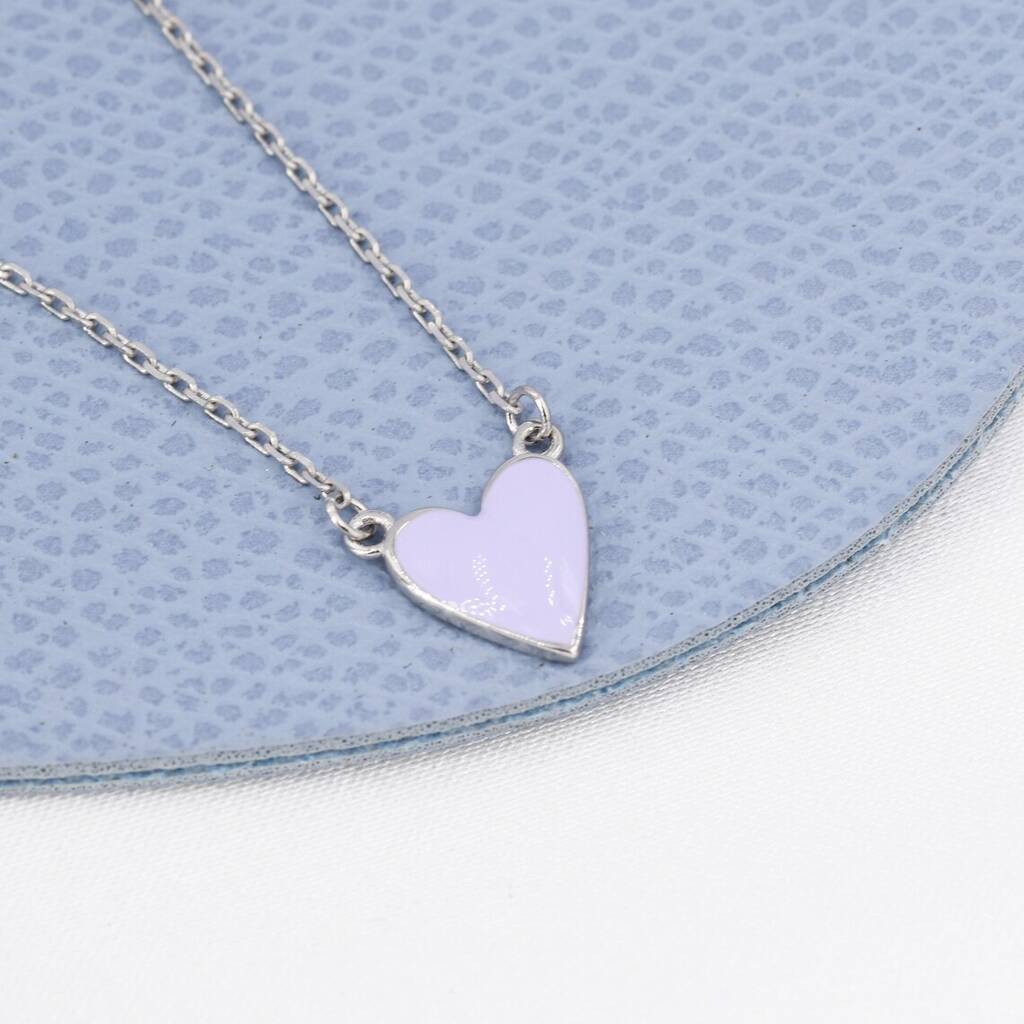 Lilac Purple Heart Pendant Necklace In Sterling Silver By Silver Rain