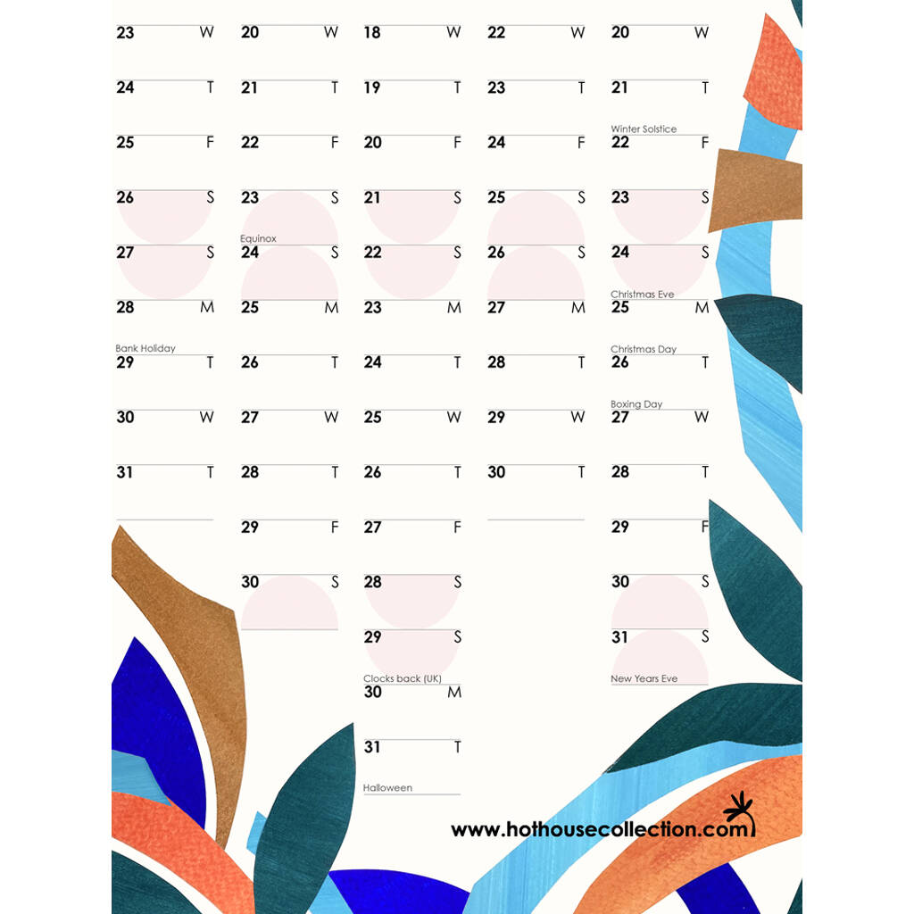 2023 Botanical Design Wall Planner, Portrait Calendar By Hot House ...