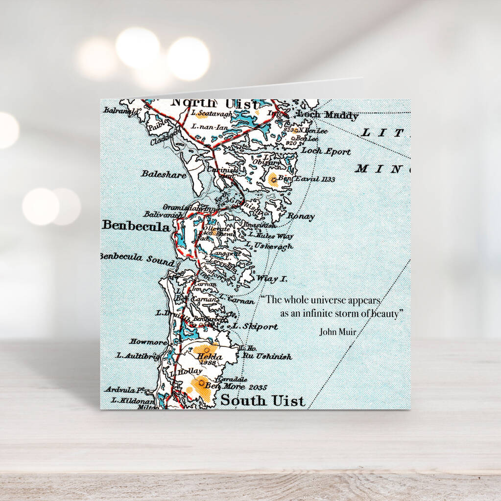 Scotland Map Card Of The Isle Of Benbecula By A Northern Life ...