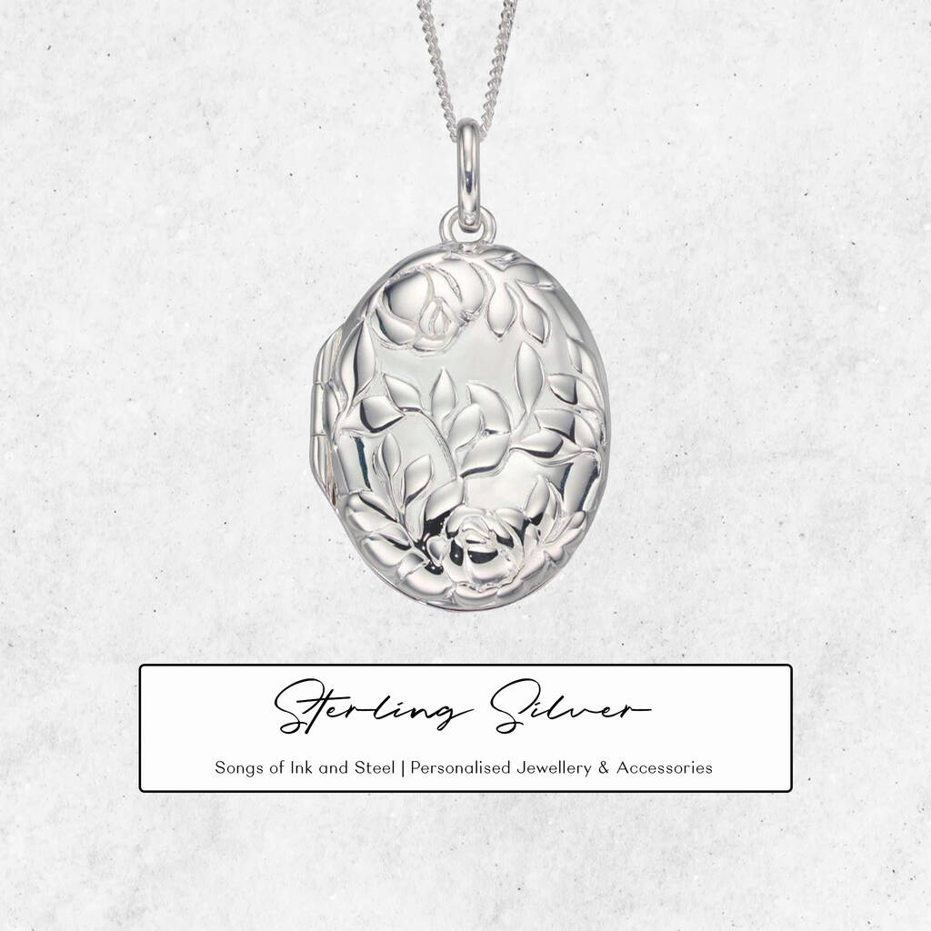 Personalised Sterling Silver Floral Rose Bush Locket By Songs of Ink ...