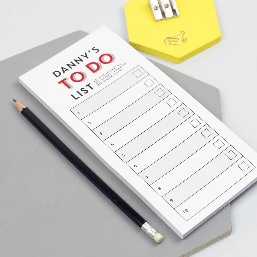 Personalised to Do List Notepad By Xoxo Notonthehighstreet