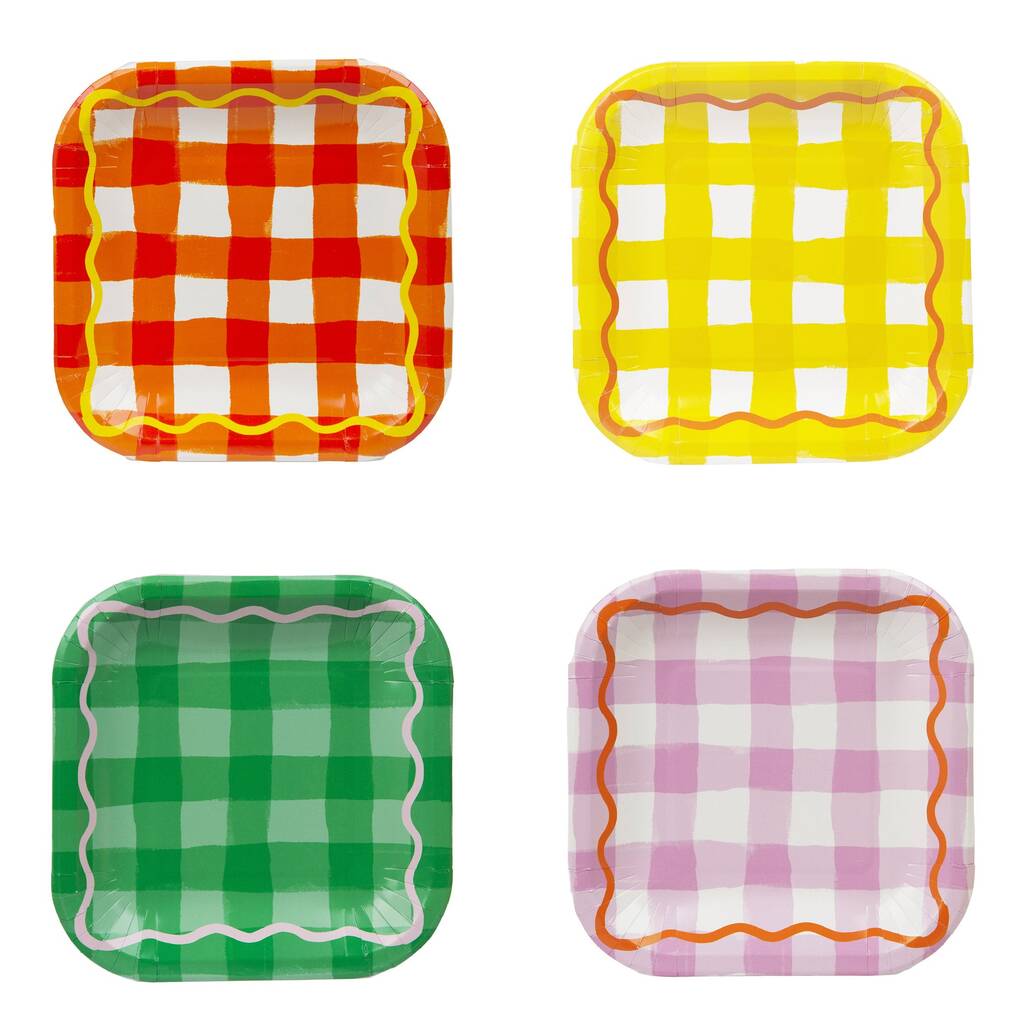 Set Of 12 Gingham Party Paper Plates By The Best Room ...