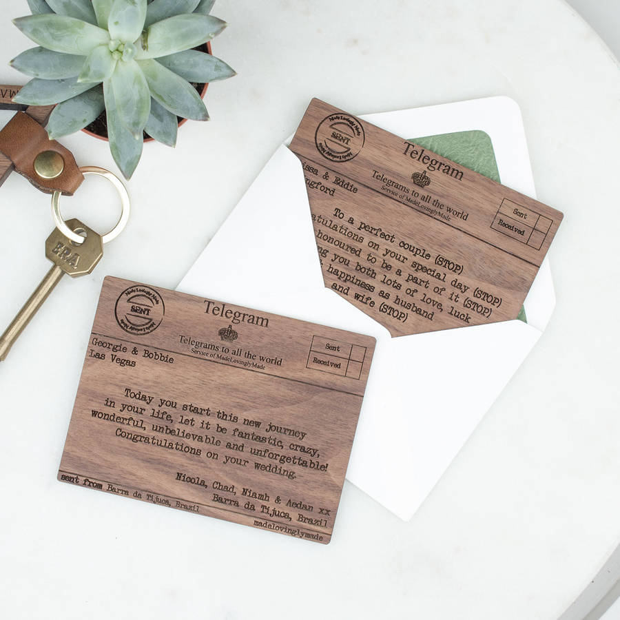 personalised wood telegram wedding by create gift love ...