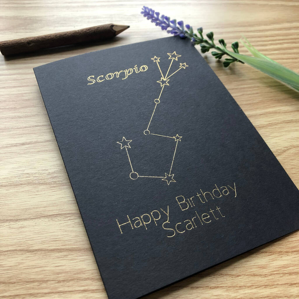 Personalised Constellation Star Sign Gold Foil Card By a ring a day ...
