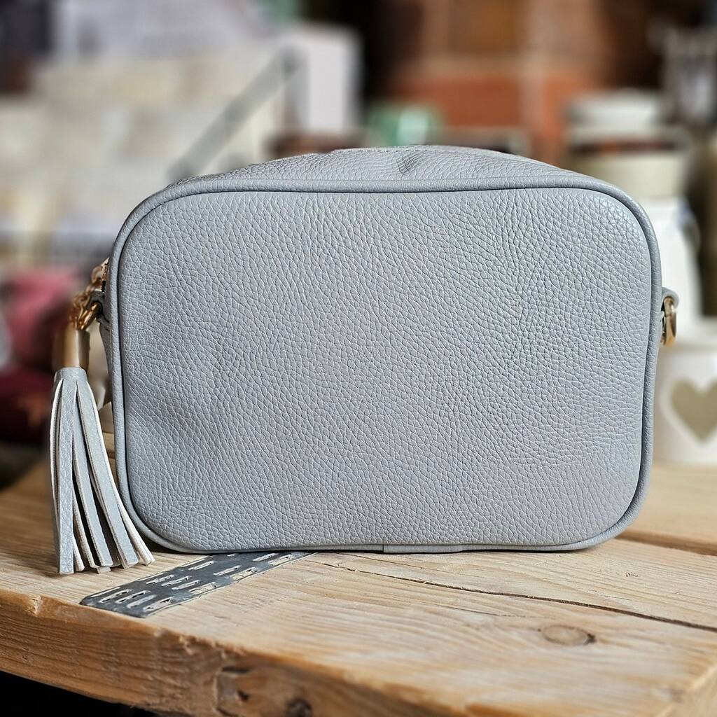 Single Zip Cross Body Bag With Tassel In Grey By Nest Gifts
