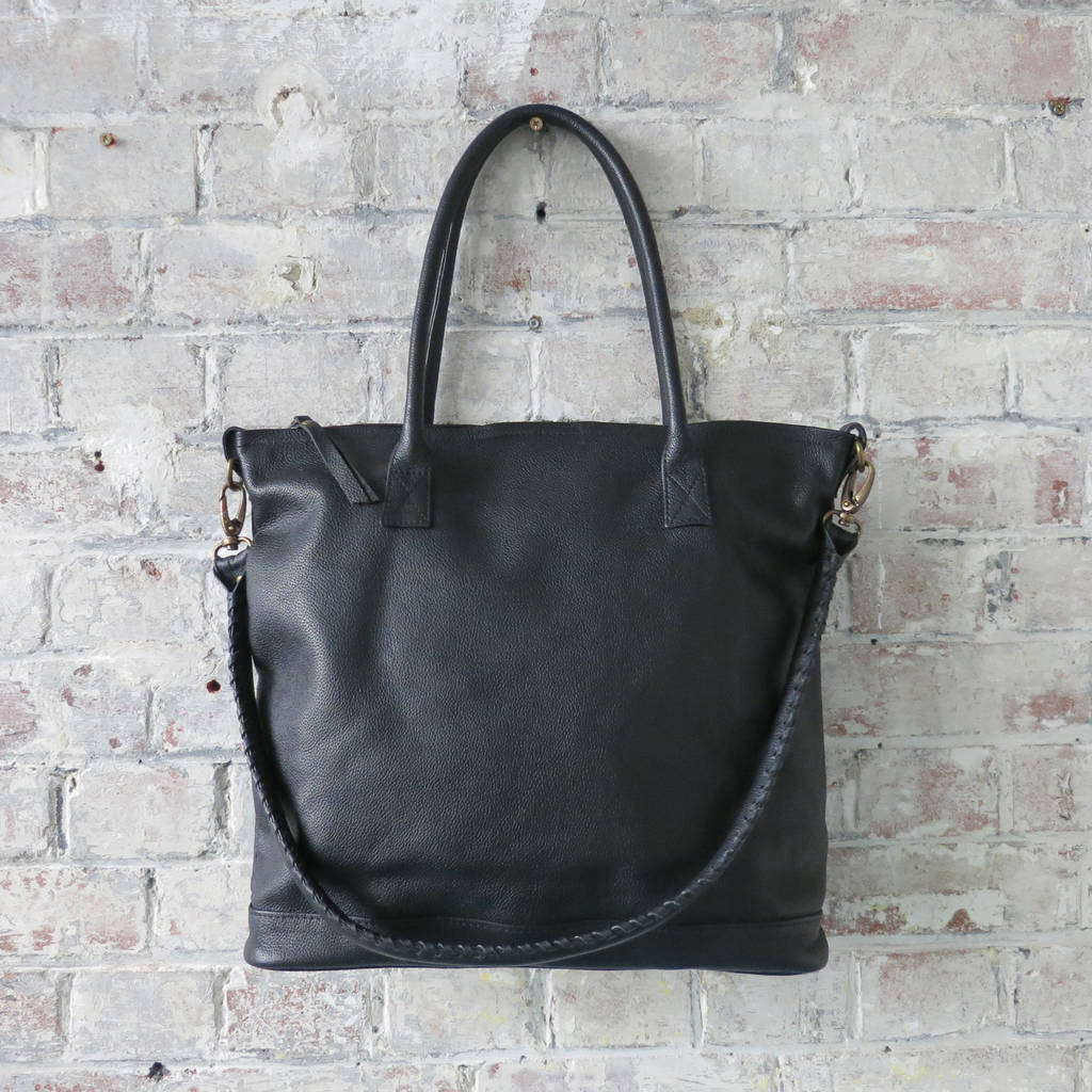 Fair Trade Classic Leather Handbag Detachable Strap By Aura Que