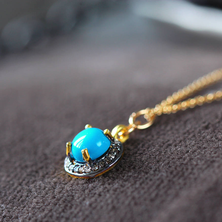 Turquoise And Diamond December Birthstone Necklace By Artique Boutique ...