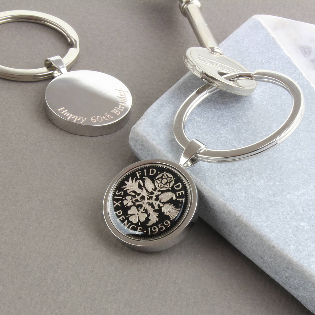 1945 80th Enamelled Sixpence Keyring By Charlie Boots