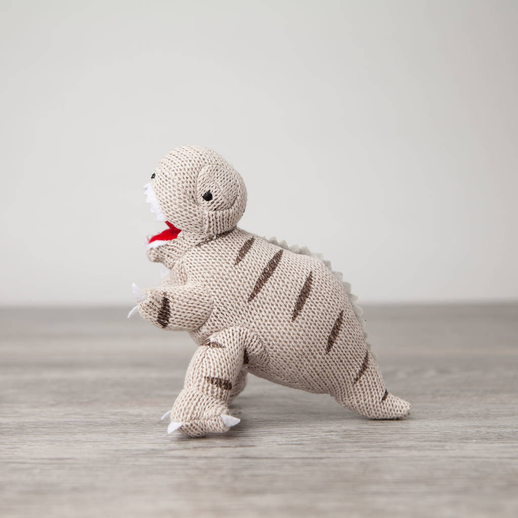 knitted dinosaur rattle by little baby company | notonthehighstreet.com