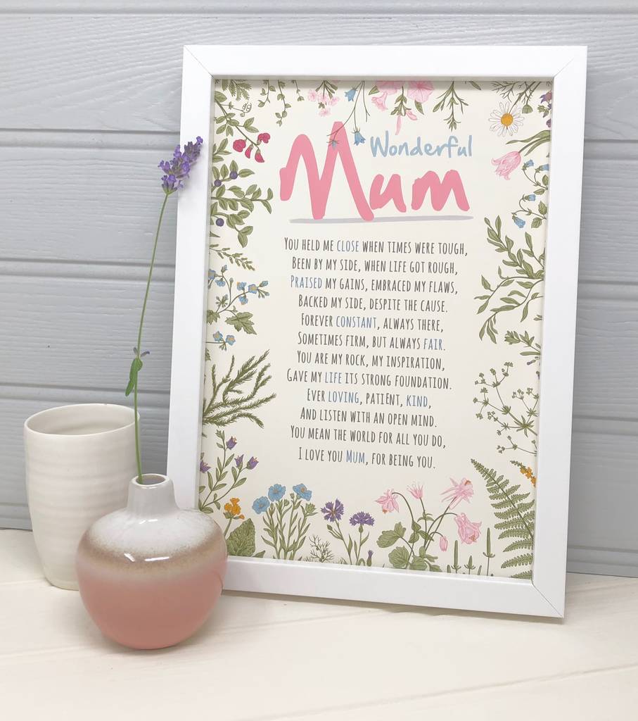 personalised wonderful mum poem print by shmuncki | notonthehighstreet.com