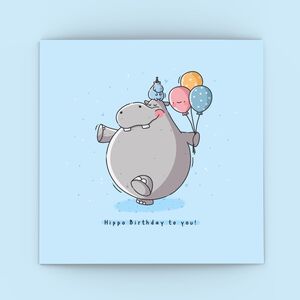 Cute Hippo Birthday Card By Toastedink