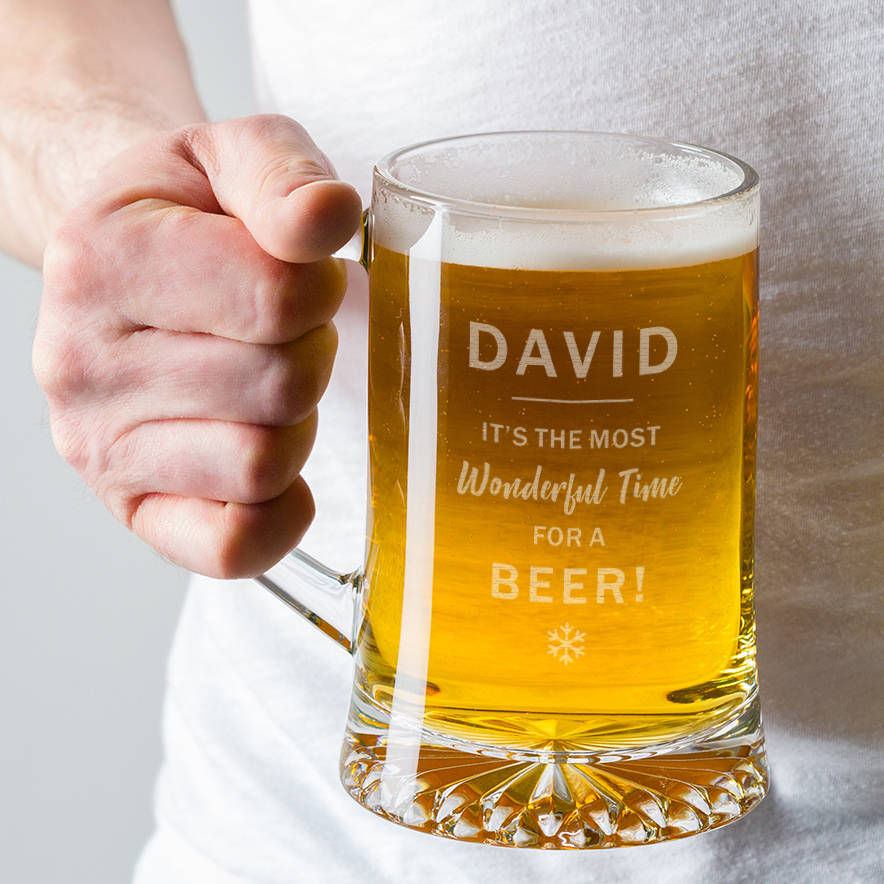 personalised christmas pint glass for him by dust and things ...