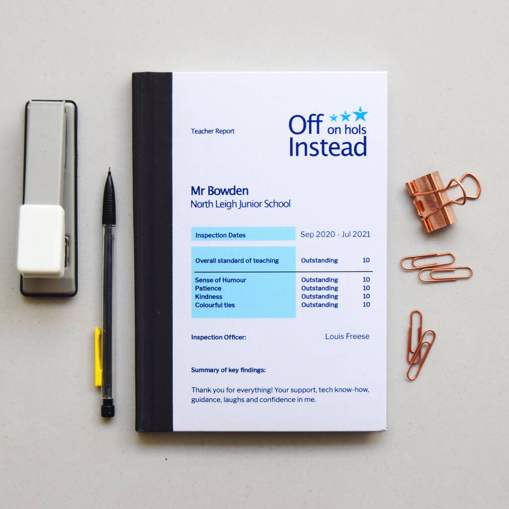 Personalised Report Style Notebook For Teacher By Of Life & Lemons ...