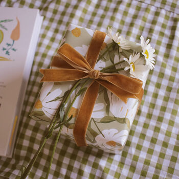 Green Daisy Flower Wrapping Paper Sheet By Annie Dornan Smith Design ...