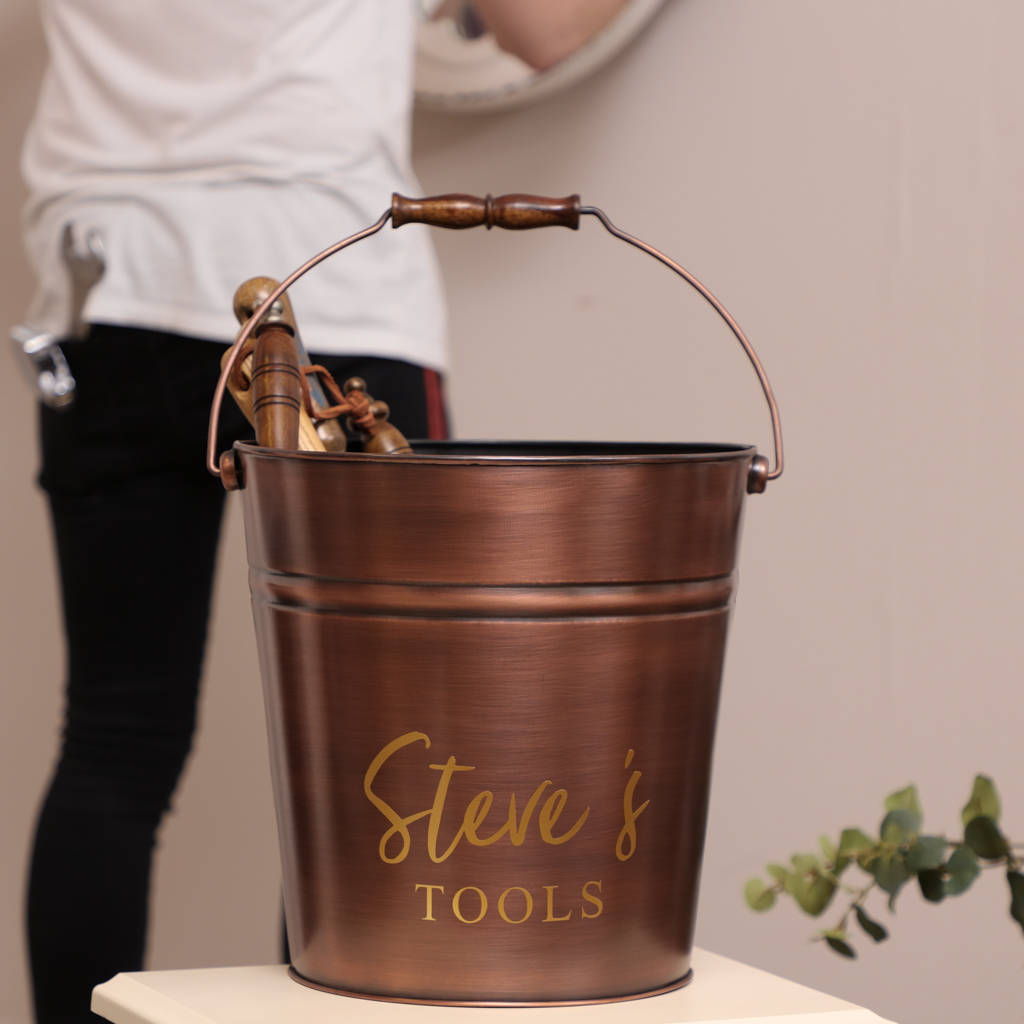 Personalised Copper Tool Storage Bucket By Dibor | notonthehighstreet.com