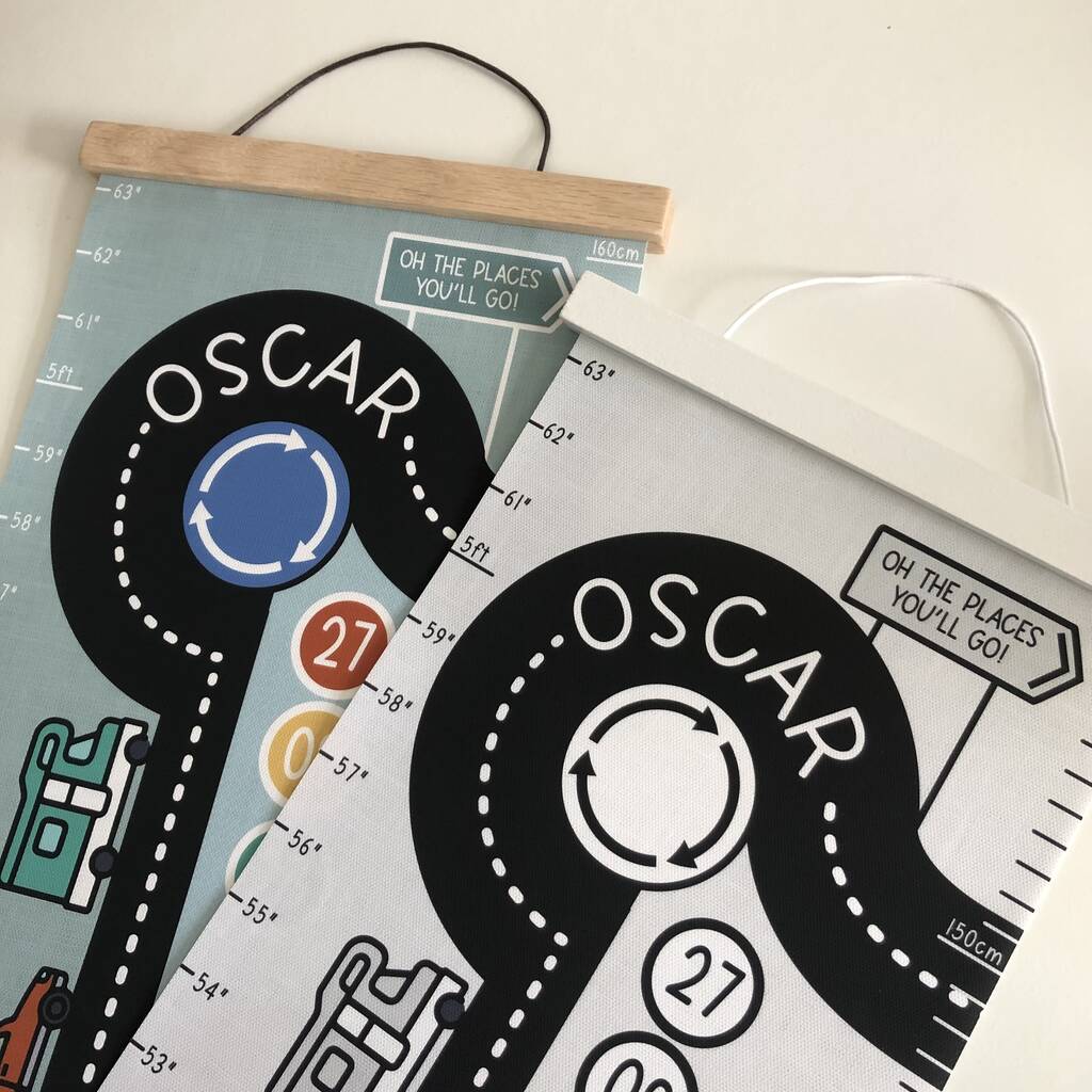 Personalised Transport Road Map Canvas Height Chart By Pepper Print ...