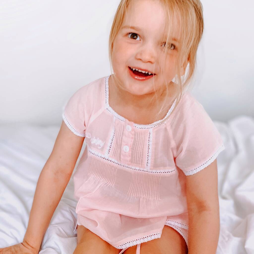 Girl's Pink Cotton Pj Set By Mini Lunn | notonthehighstreet.com