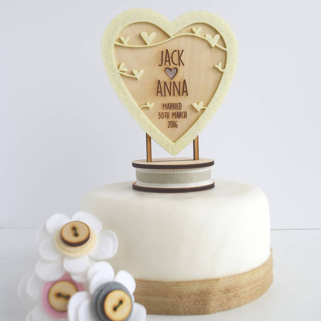 personalised heart wedding cake topper by just toppers ...