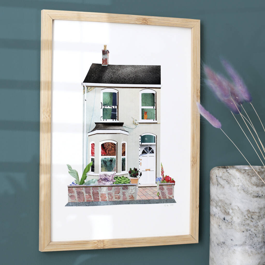 Personalised House Portrait Recycled Paper Collage By Soodle Street ...