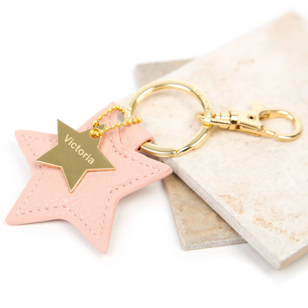 personalised faux leather star keyring by lovethelinks ...