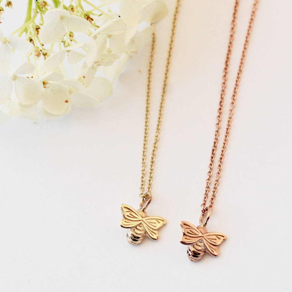 9ct Dainty Gold Bee Necklace By Heather Scott Jewellery ...